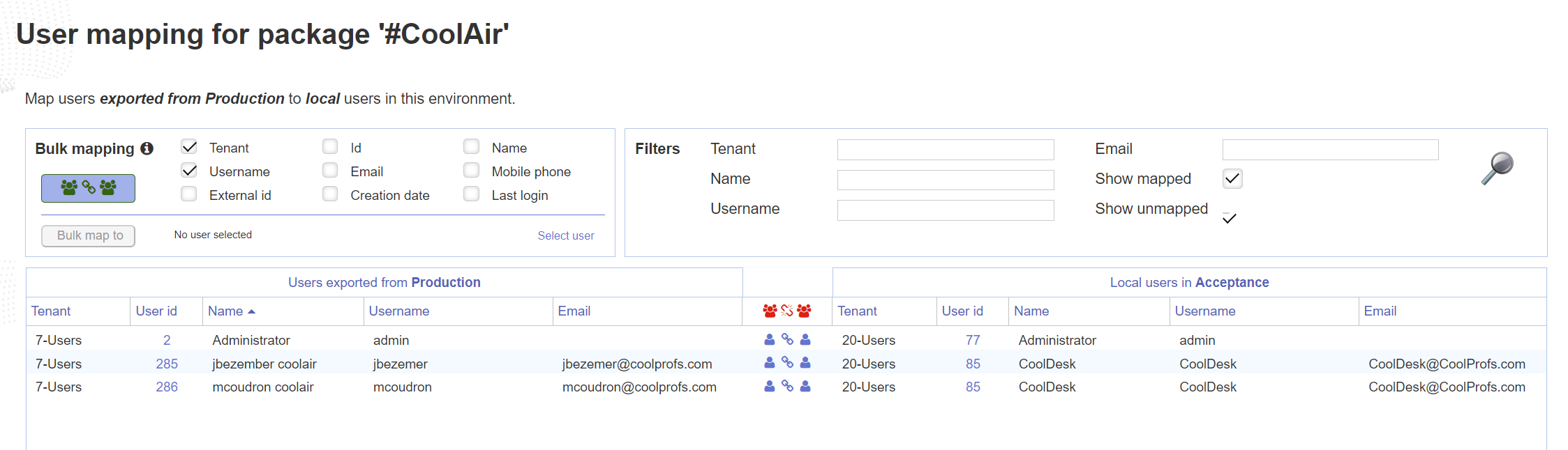 User handling in the Cool Data Mover - CoolProfs